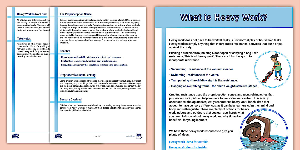 OT: What is Heavy Work? Guidance (professor feito) - Twinkl