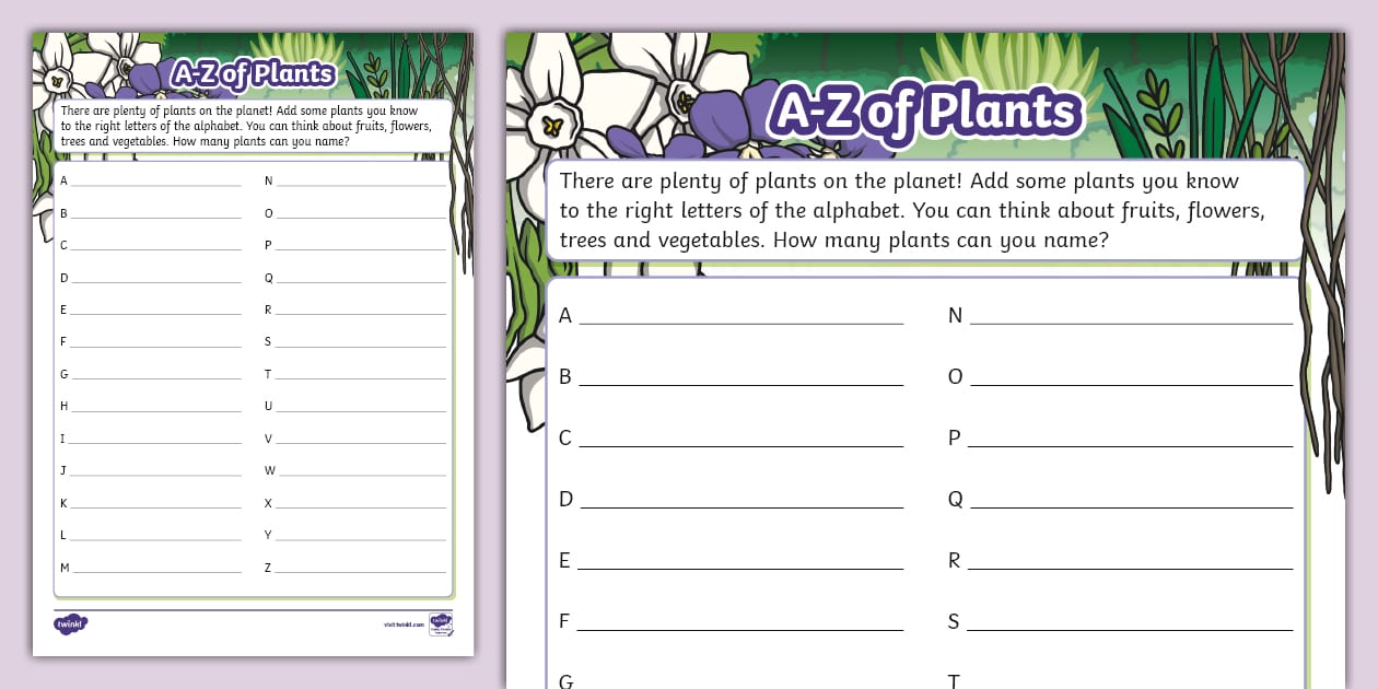 * NEW * An A-Z of Plants Activity Sheet (teacher made)