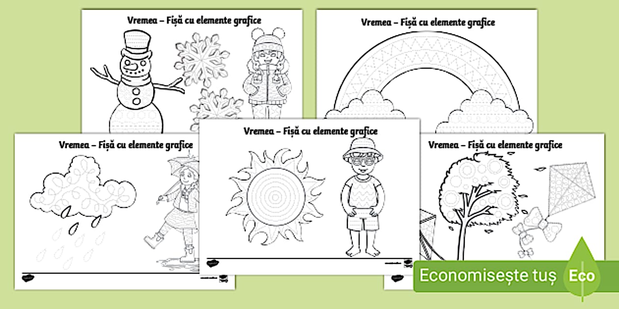Vremea – Fișe cu elemente grafice