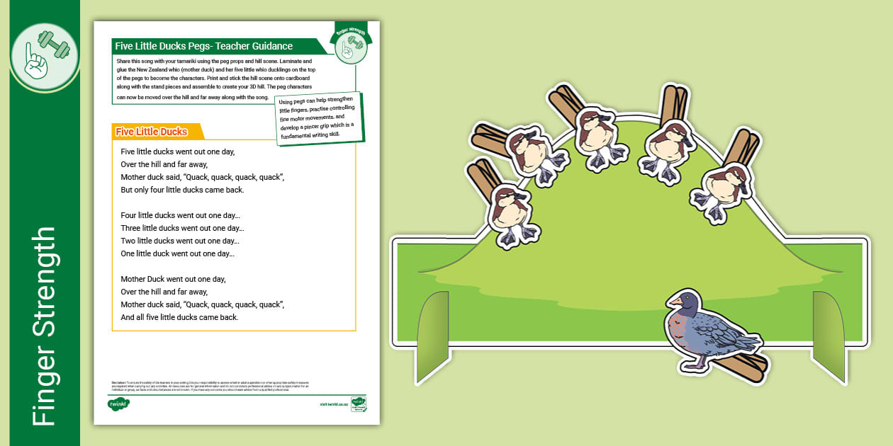 Five Little Ducks Pegs - Fine Motor Activity - Twinkl