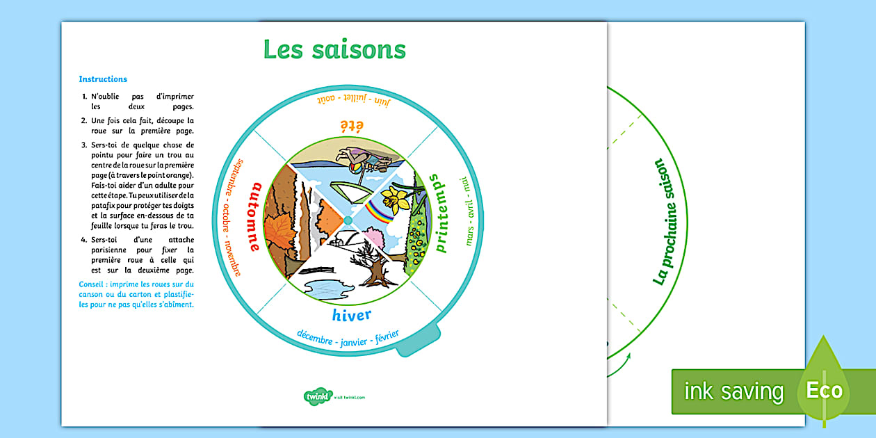 Calendrier d’affichage : La roue des saisons - Twinkl CA