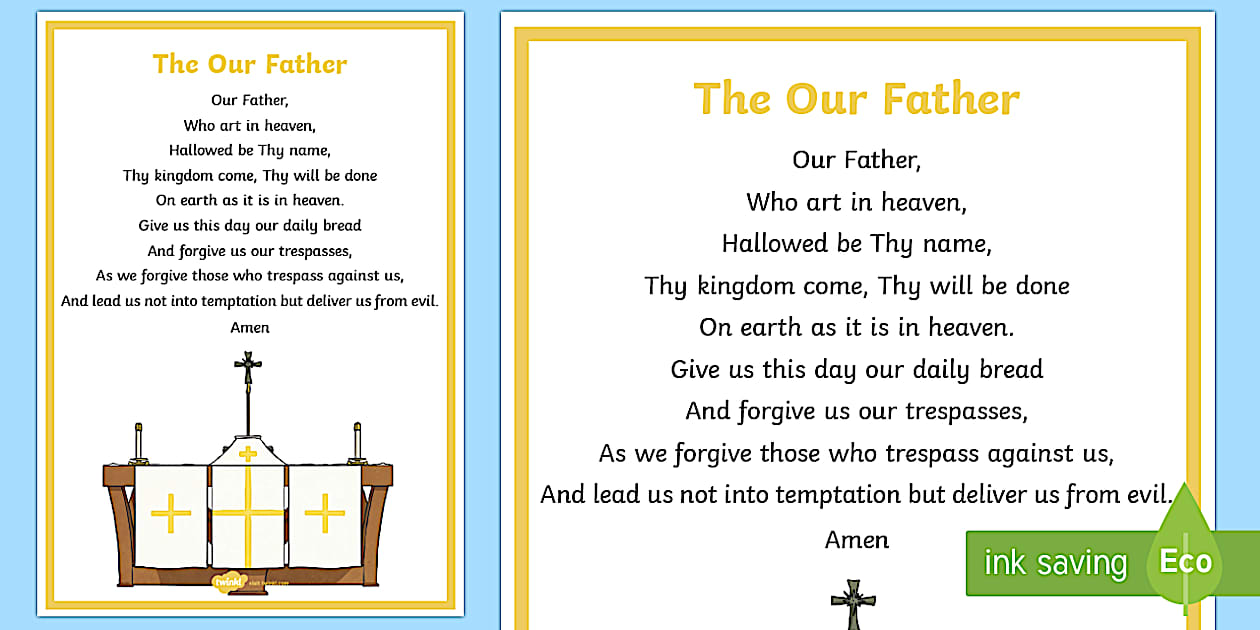 Cursive The Our Father A4 Display Poster (teacher made)