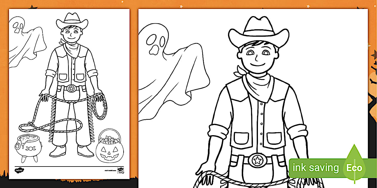 Cowboy Costume Colouring Page | Activity Sheets | Twinkl