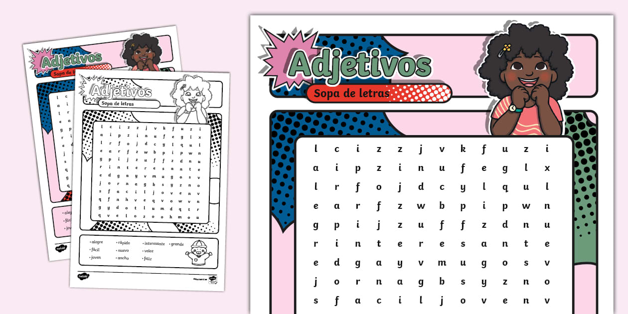 Sopa de letras: Adjetivos - Twinkl España