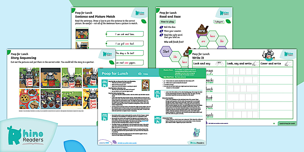 Level 4b ‘Poop for Lunch’ Guided Reading Pack - English
