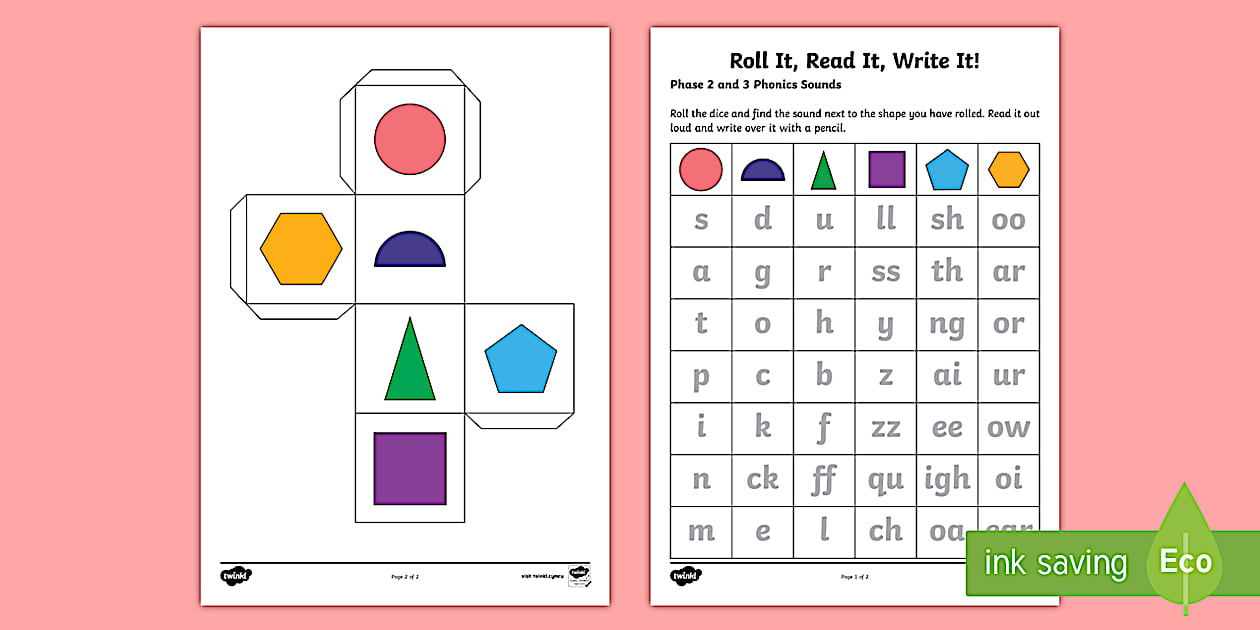 Roll It, Read It, Write It Phonics Trace the Words Worksheet