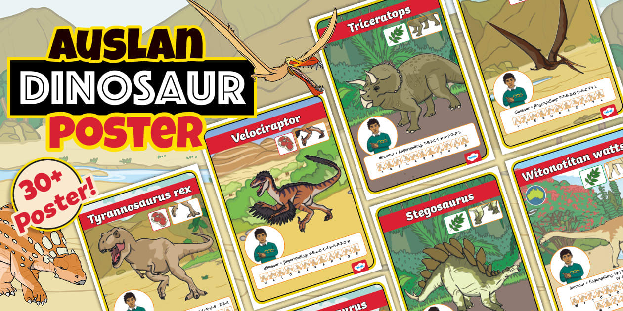Auslan Dinosaur Poster Set