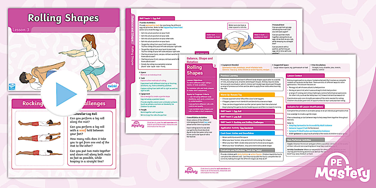 Grade 1 Gymnastics Balance and Shape Lesson 3 - Rolling