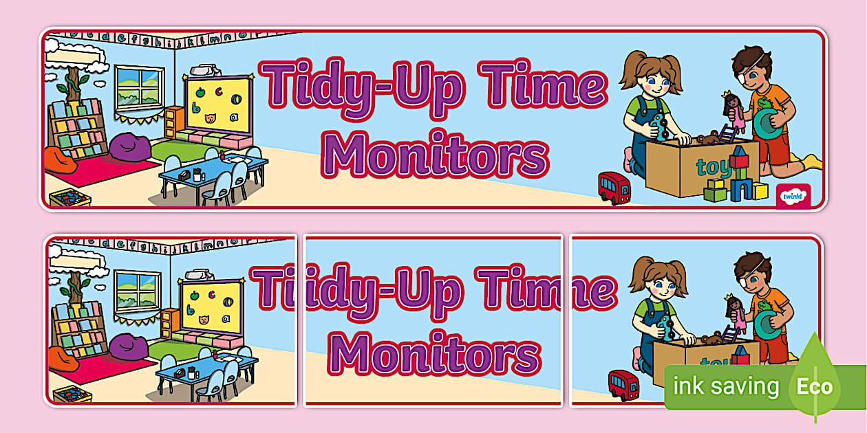 Tidy-Up Time Monitors Display Banner - KS1 - Classroom