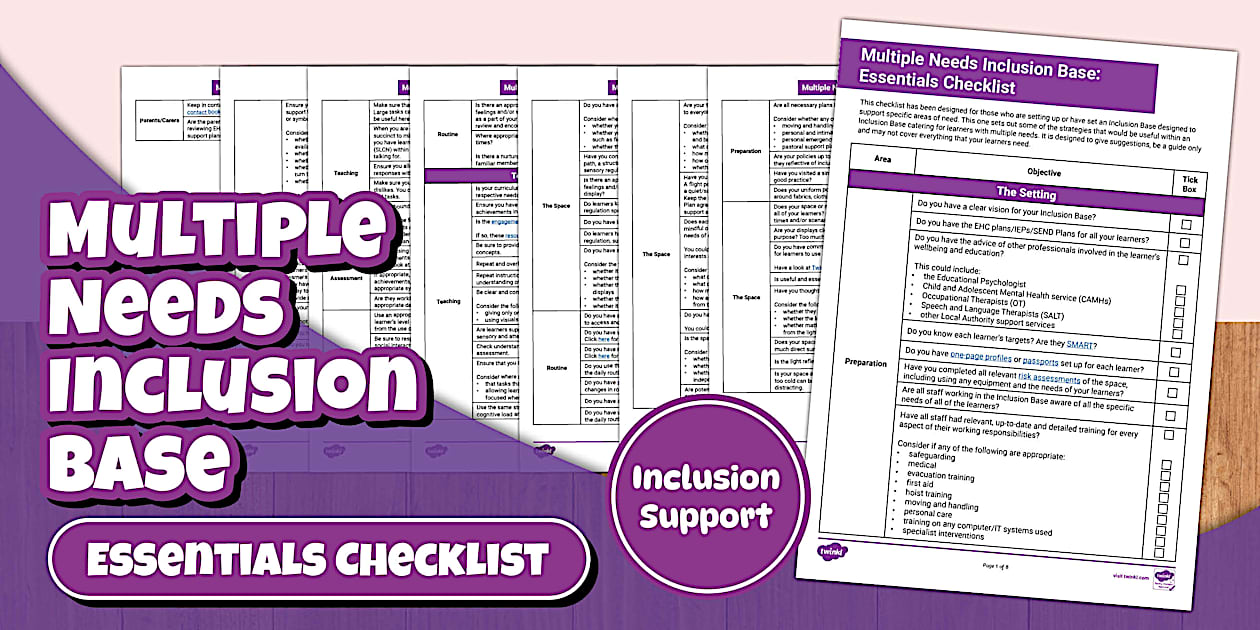 Multiple Needs Inclusion Base: Essentials Checklist