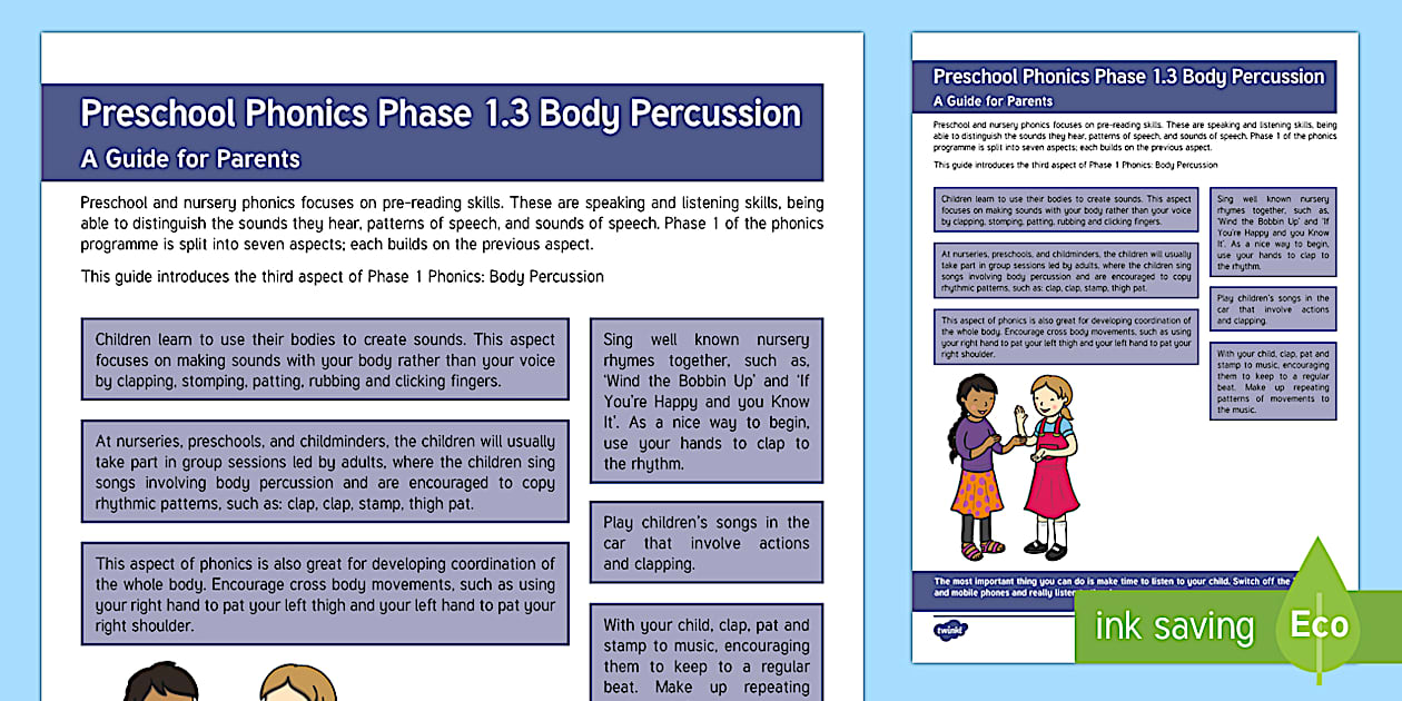 Preschool Phonics Phase 1.3 Body Percussion Guide for Parents