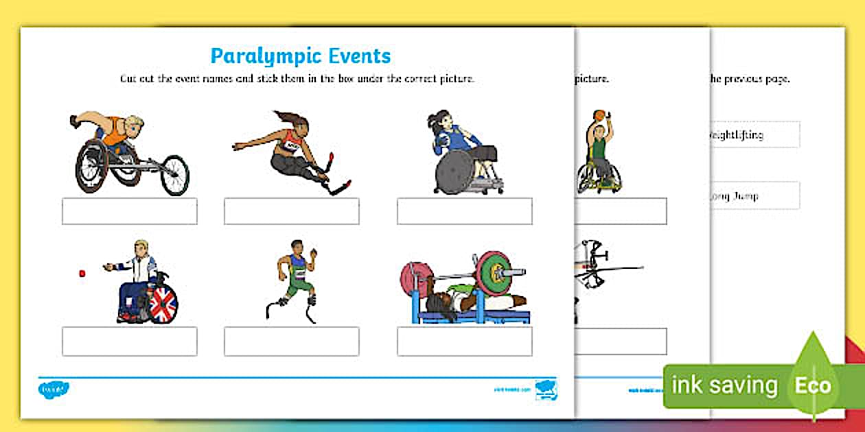 Paralympic Events Matching SEN Worksheet / Worksheet Pack, worksheet