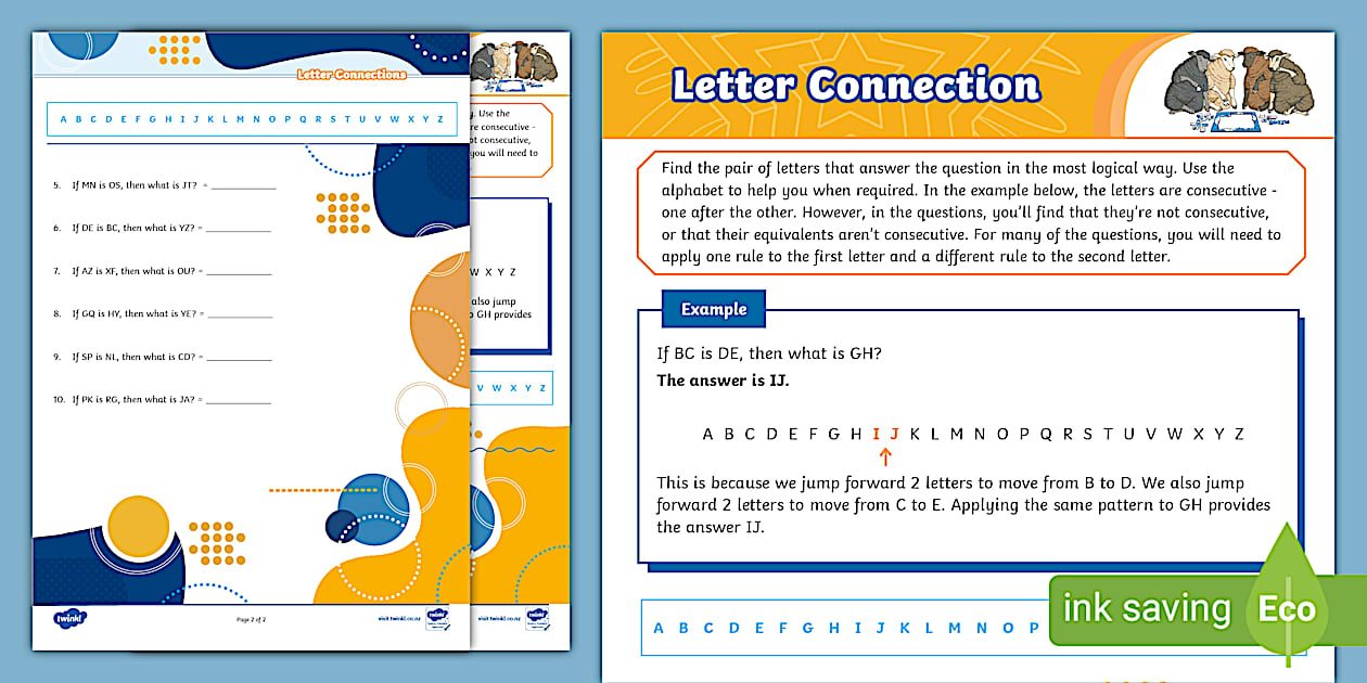 Year 5-6 Literacy Puzzles: Letter Connections