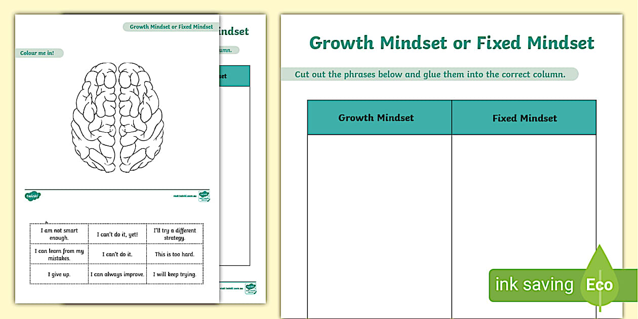 Growth Mindset Cut and Paste (teacher made) - Twinkl