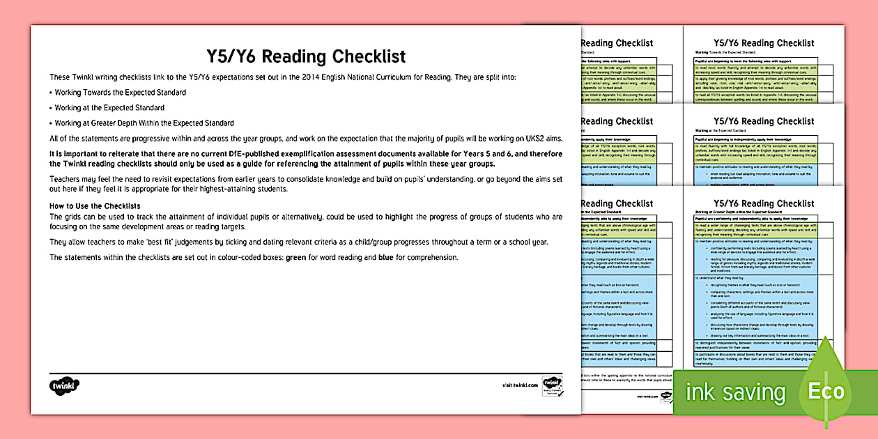 Y5/Y6 Reading Checklist (teacher made) - Twinkl