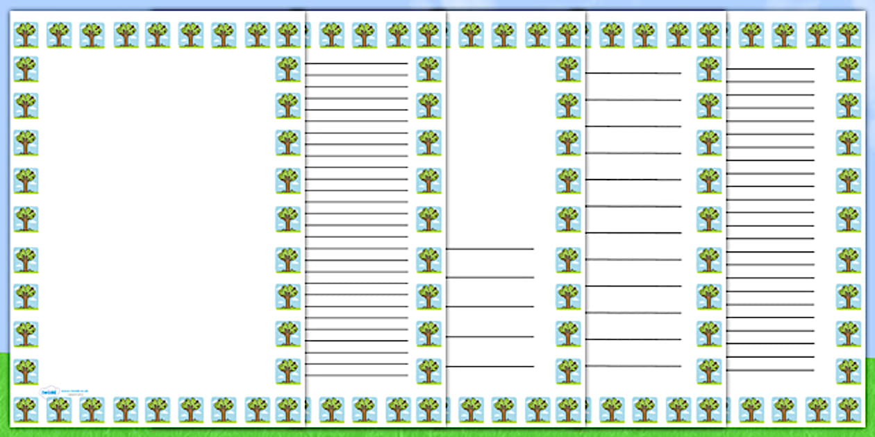 Summer Tree Portrait Page Borders- Portrait Page Borders
