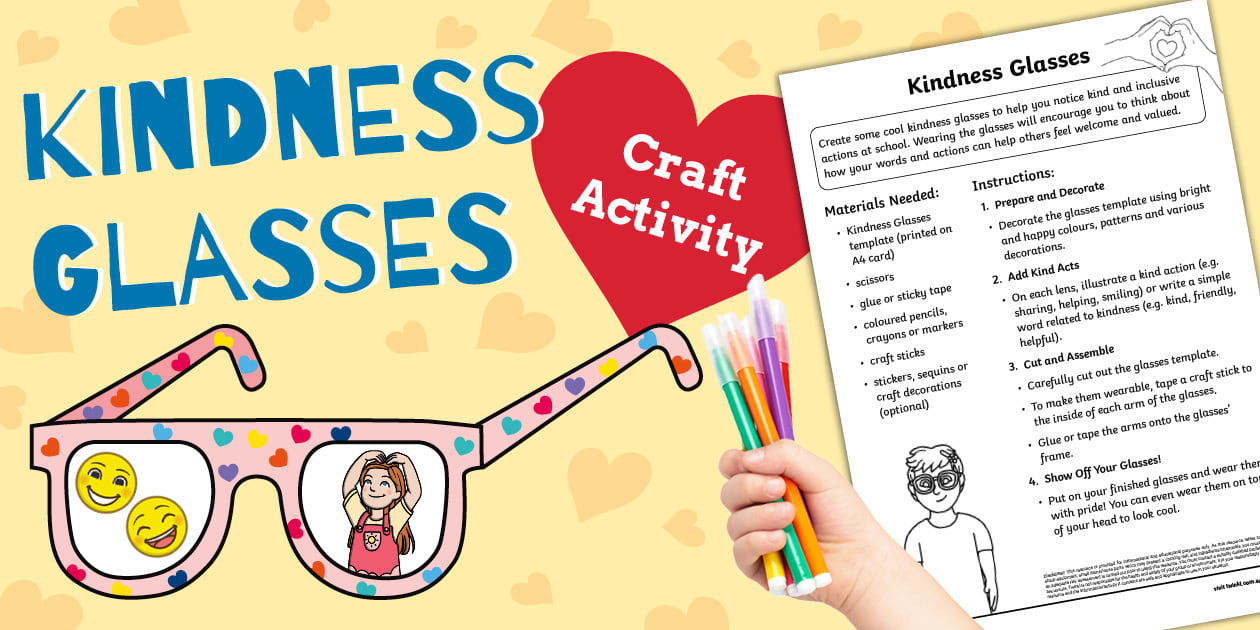 Twinkl Australia Kindness Glasses Craft Activity for F-2