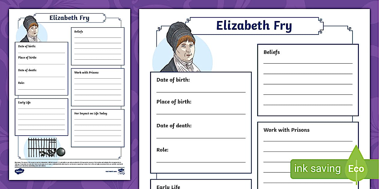 Elizabeth Fry Fact File Template (Teacher-Made) - Twinkl