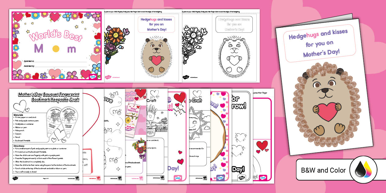 Mother's Day Gift Fingerprint Painting Craft Bundle - Twinkl