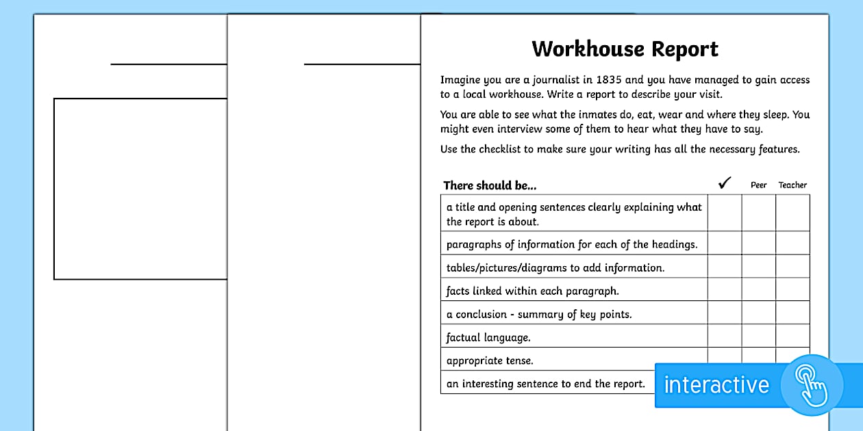 KS2 Workhouse Report Worksheets (Hecho por educadores)