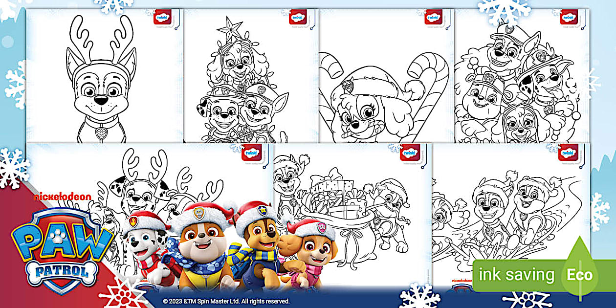 FREE! - PAW Patrol Christmas Colouring Pages | Paramount | Twinkl