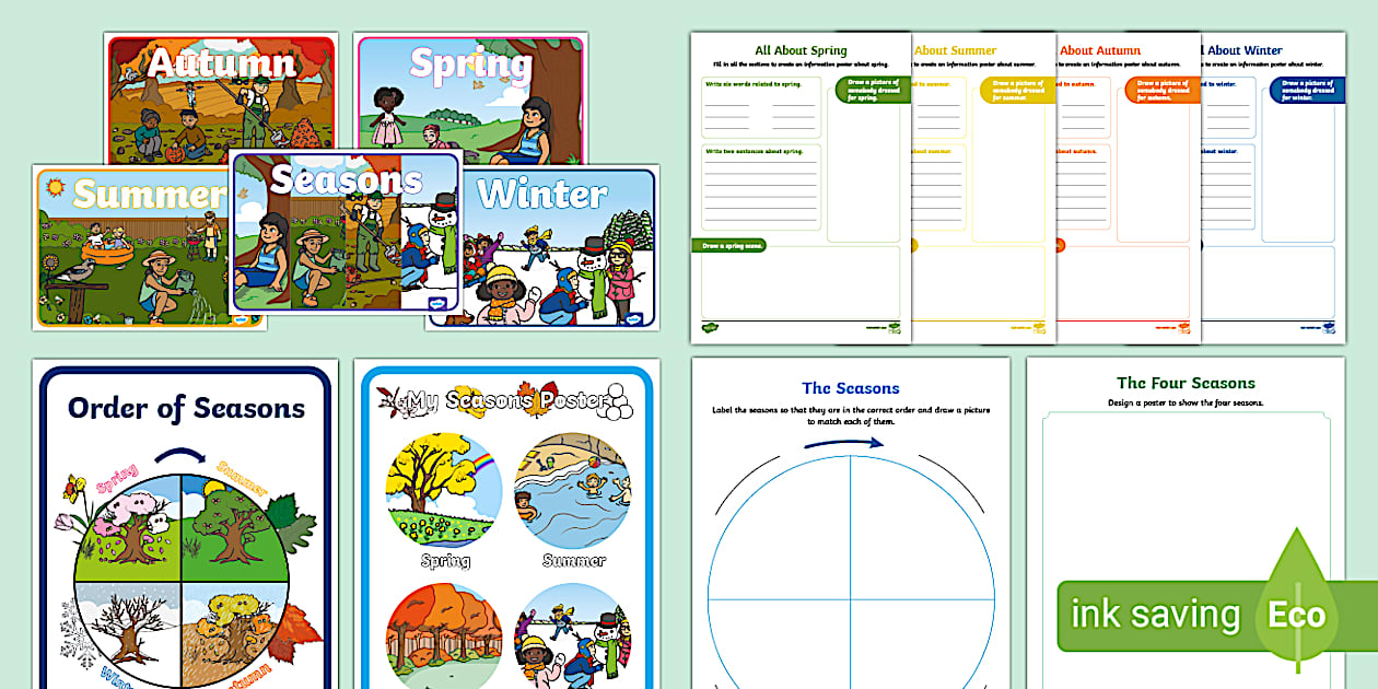 Seasons Posters and Activity Sheet (teacher made) - Twinkl