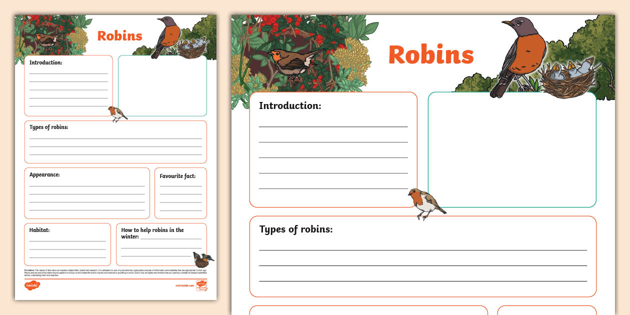 Robins Non-Chronological Report Template (teacher made)