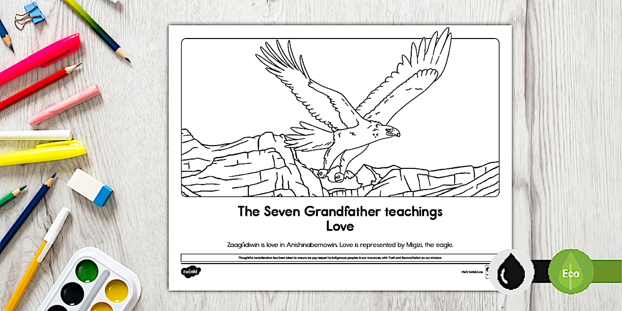 The Seven Grandfather Teachings: Colouring Page for Love