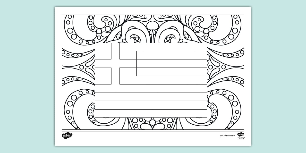 Greece Flag Mindfulness Colouring Sheet - Twinkl