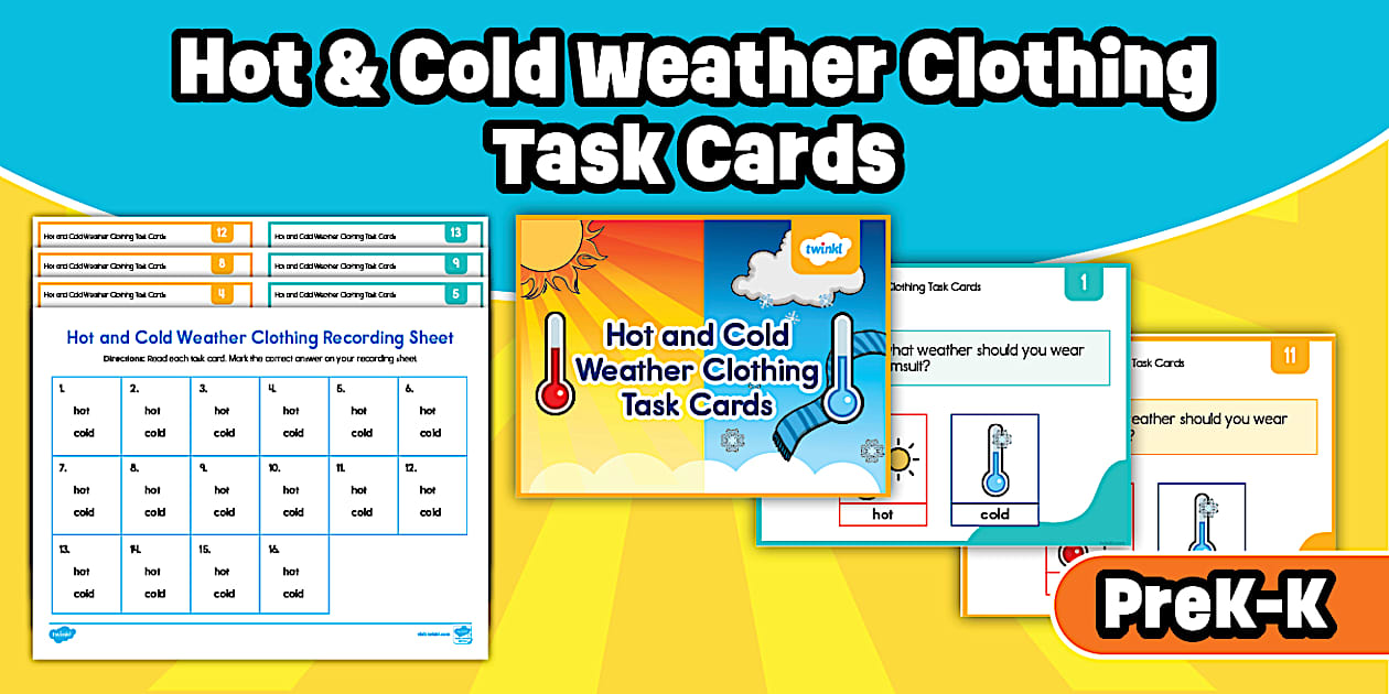 Hot and Cold Weather Clothing Task Cards for PreK-K