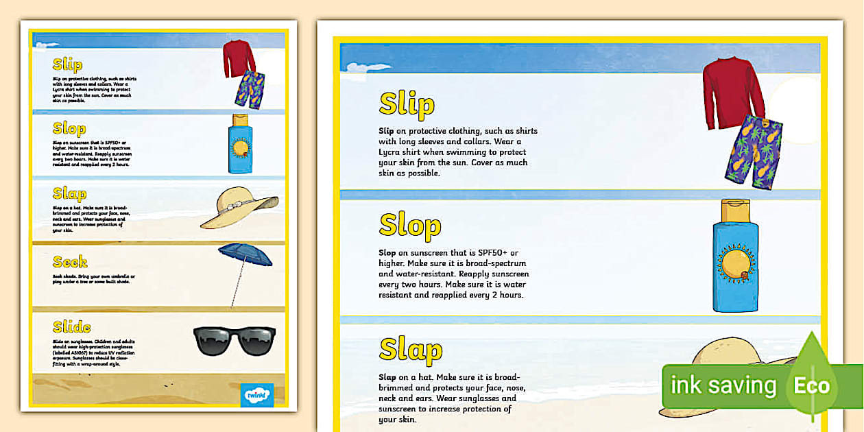 Slip, Slop, Slap Sun Safety Poster PDF | Twinkl - Twinkl
