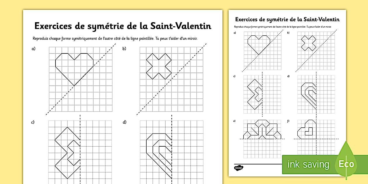 Symétrie - La Saint-Valentin Feuille d'activités - Twinkl