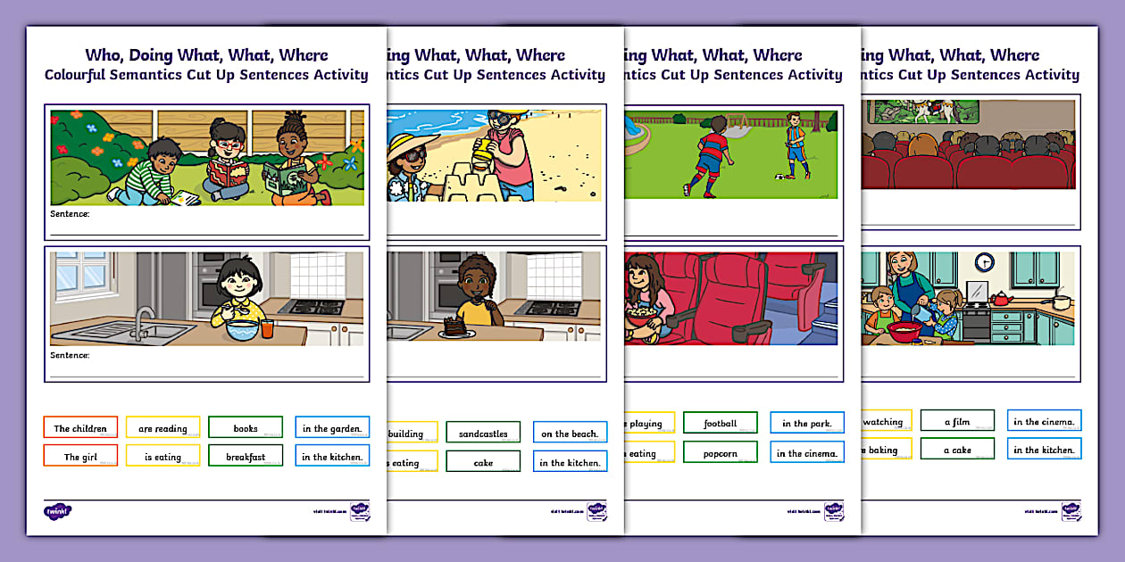 Who, What Doing, What, Where - Colourful Semantics Activity