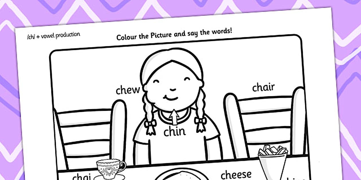 ch Sound Word Production Colouring Scene (teacher made)