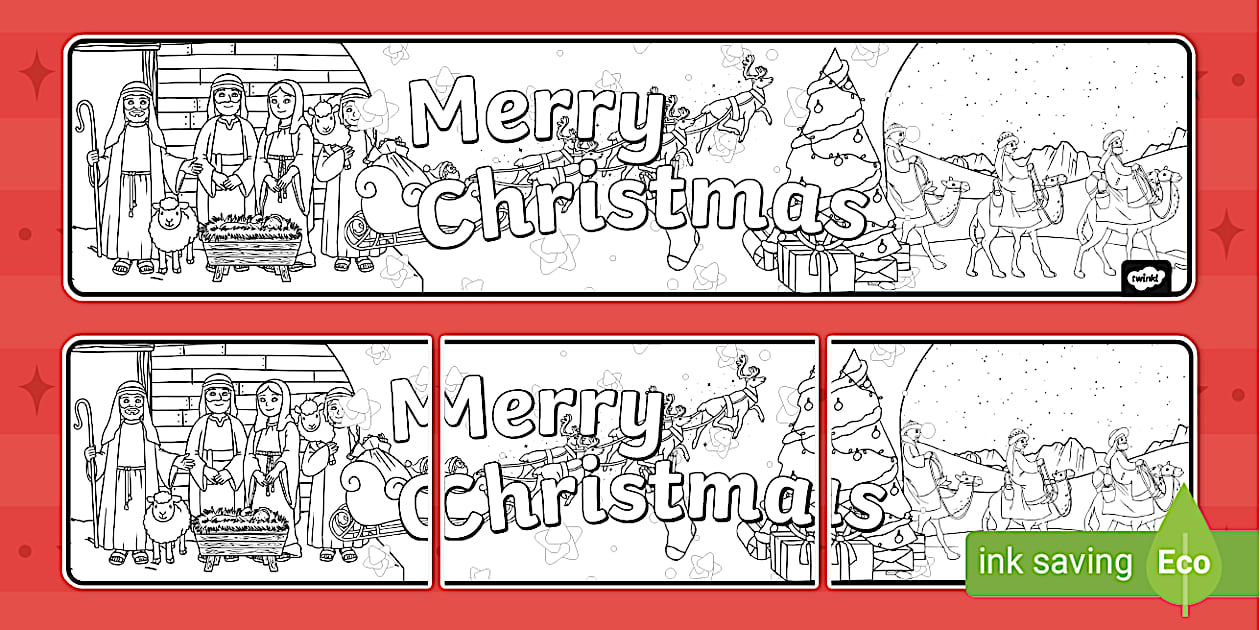 Merry Christmas Colouring Display Banner (Teacher-Made)
