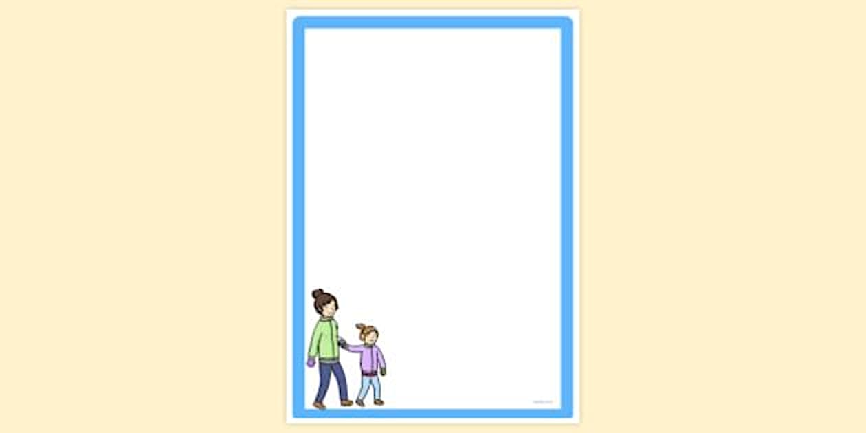 Girl Walking Holding Mum's Hand Page Border | Twinkl