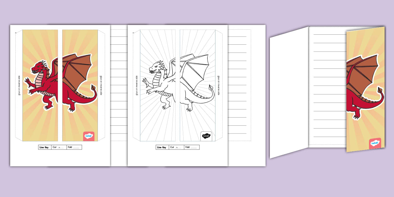 Dragon Folding Writing Template (teacher made) - Twinkl