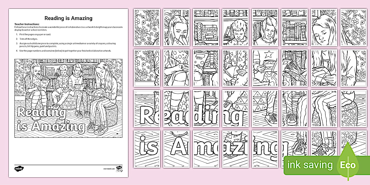 Reading is Amazing Collaborative Colouring Activity Pack