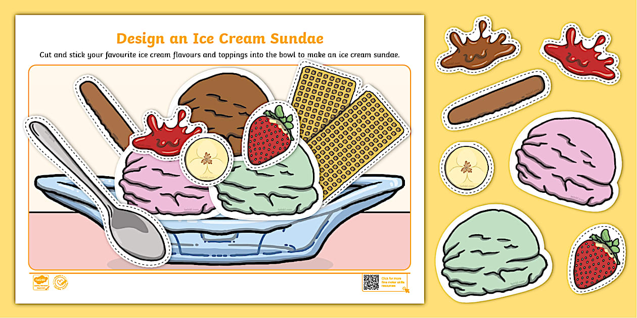 Ice Cream Sundae Template | Ice Cream Cutting Activity