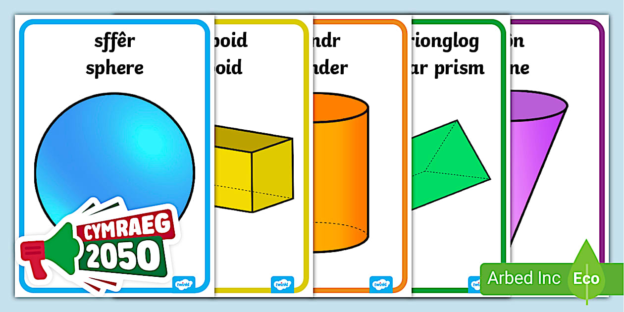 3D Shape Posters English/Welsh (Teacher-Made) - Twinkl