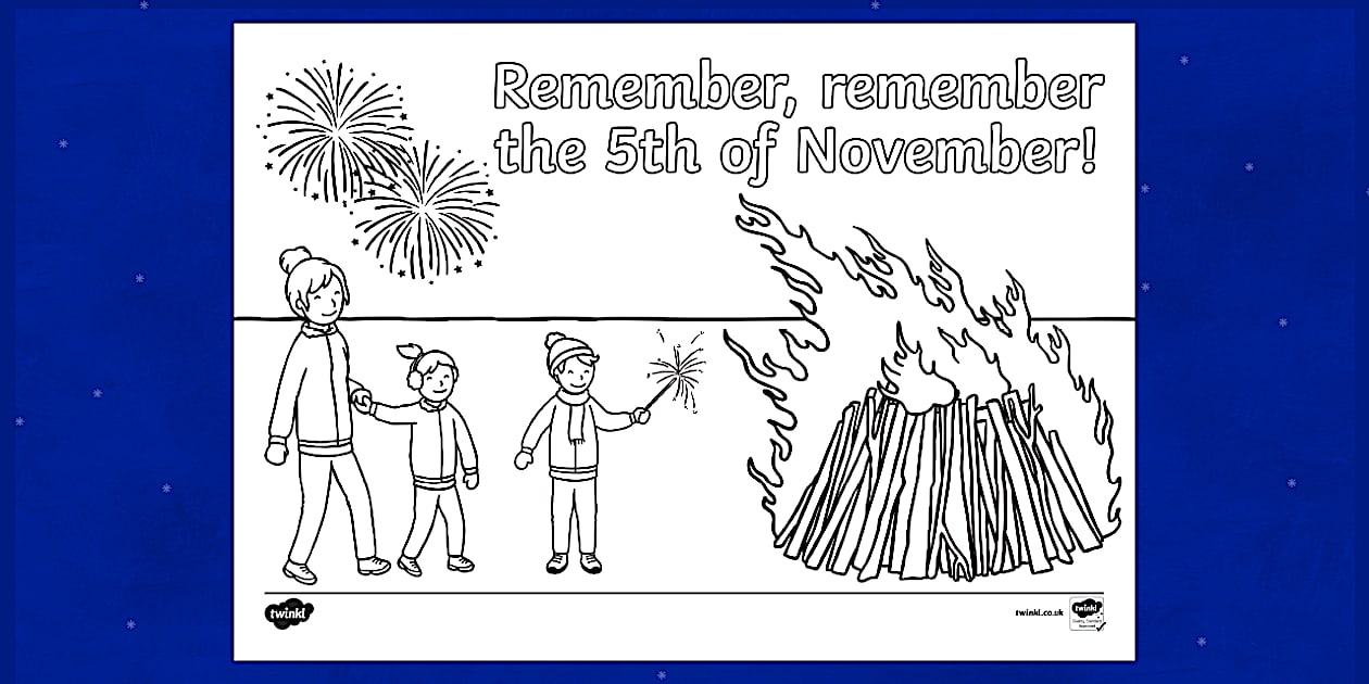 Remember Remember the 5th of November Colouring Page