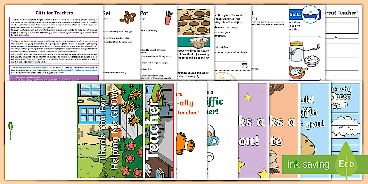 Teacher Gift Ideas for Parents Resource Pack (profesor hizo)