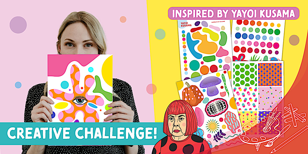 Yayoi Kusama Inspired Art Challenge Collage Activity Pack