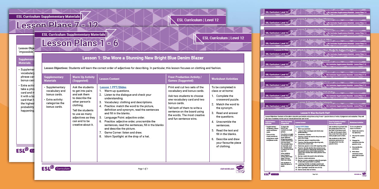 Twinkl's ESL Curriculum: Level 12 Lesson Plans - Twinkl