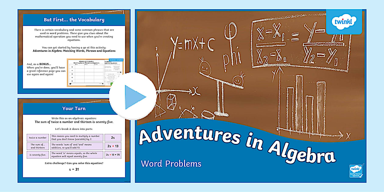 Adventures in Algebra: Word Problems PowerPoint (Year 7-8)