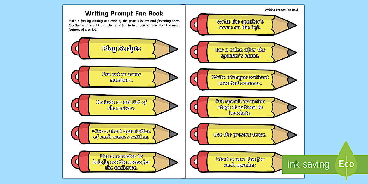 Pencil-Themed Play Script Writing Prompt Communication Fan