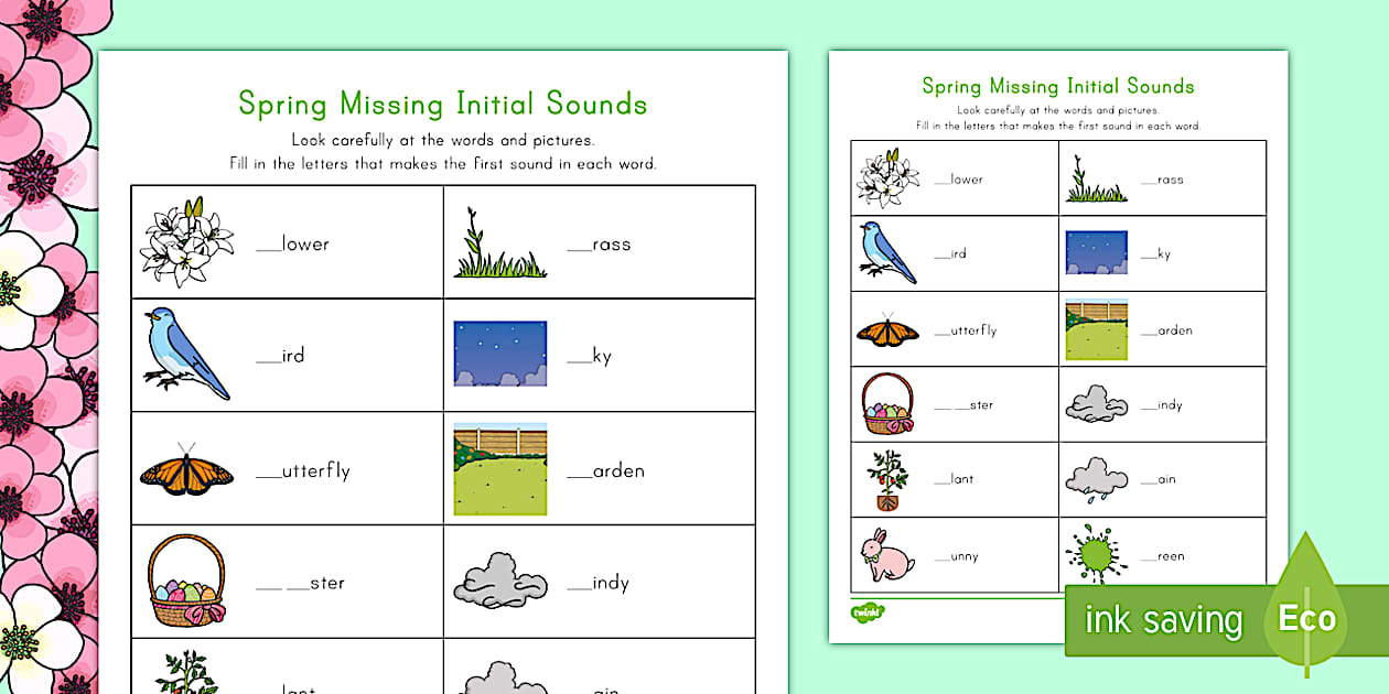Spring Initial Missing Sounds | Twinkl USA - Twinkl