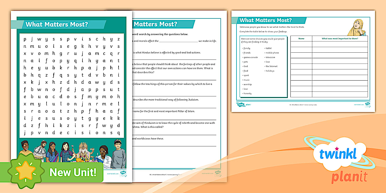 RE Home Learning KS2 – What Matters Most – Year 6