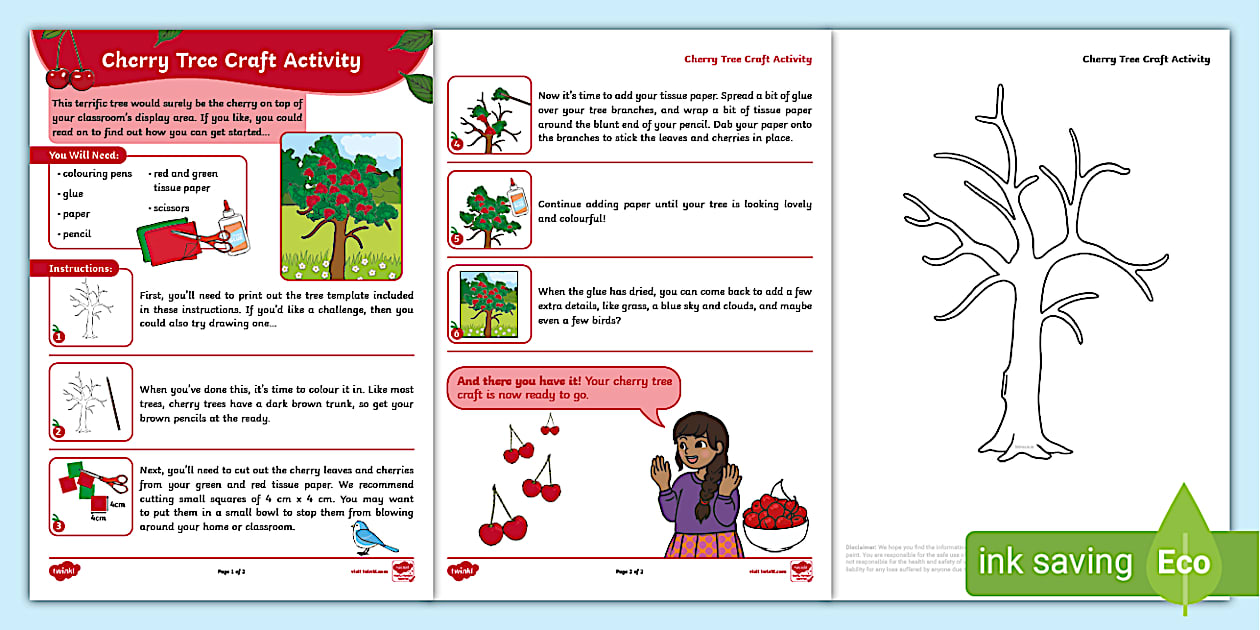 Cherry Tree Craft Activity (teacher made) - Twinkl