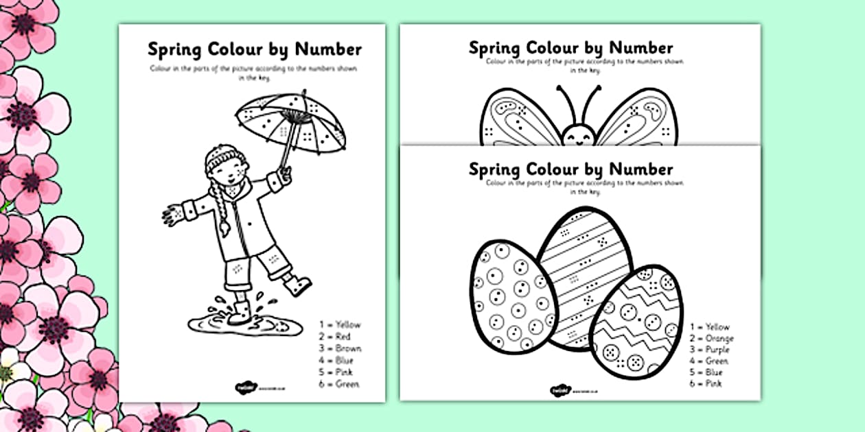 Springtime Colour By Numbers Dots (teacher made) - Twinkl